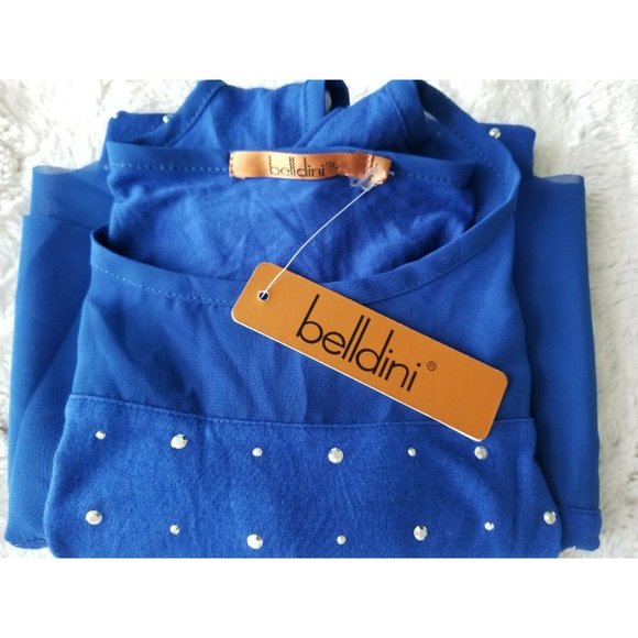 Belldini | Tops | Belldini L Royal Blue Cobalt Silver Rivets Rhinest ...
